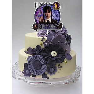 Wednesday Birthday Cake Topper, Wednesday Addams Cake Topper, Wednesday Horror TV Theme Birthday Party Decorations
