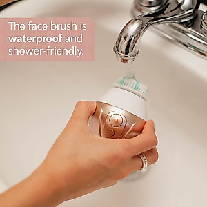 TAO Clean Ona Diamond Orbital Facial Brush and Cleansing Station, Electric Face Cleansing Brush with Ergonomic Handle, Dual Speed Settings, Rose Gold