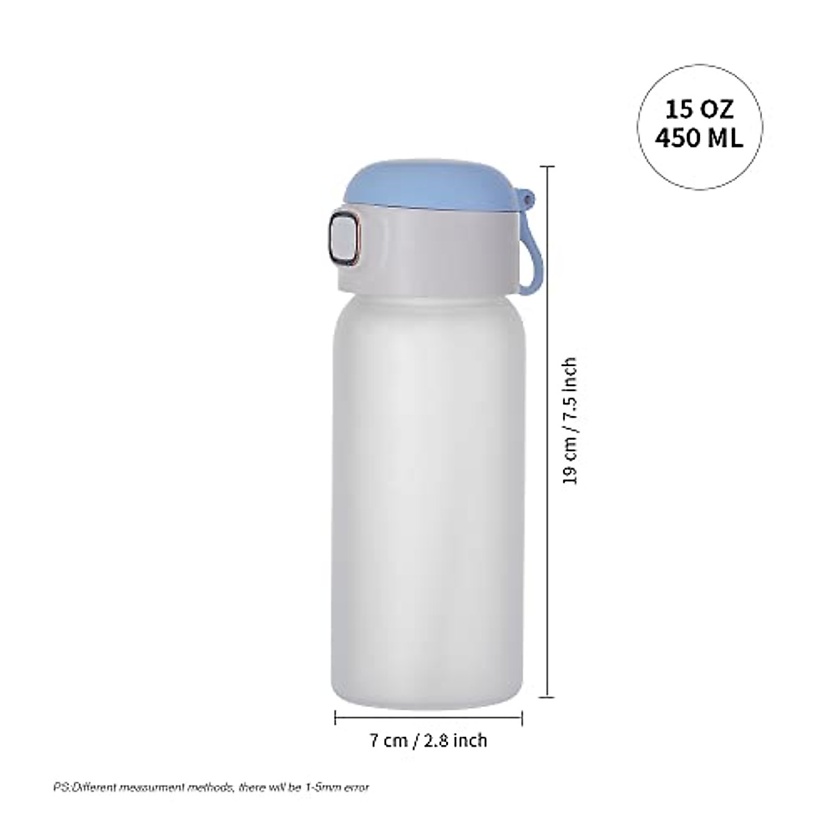 PYD Life Sublimation Glass Blanks Water Bottle 15 OZ Frosted Sippy Up Tumbler Cups with Light Blue Pop Lid and Straw for Tumbler Heat Press 6 Pack