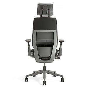 Steelcase Gesture Office Desk Chair with Headrest Plus Lumbar Support Cogent Connect Licorice 5S26 Fabric High Black Frame