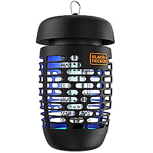 BLACK+DECKER Bug Zapper Electric Lantern with Insect Tray, Cleaning Brush, Light Bulb & Waterproof Design for Indoor & Outdoor Flies, Gnats & Mosquitoes Up to 625 Square Feet