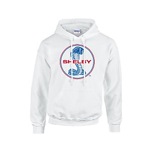 Ford Mustang Shelby Cobra Hooded Sweatshirt Blue and Red Hoodie Hood Racing Performance Tough Muscle Car Design-White-Small