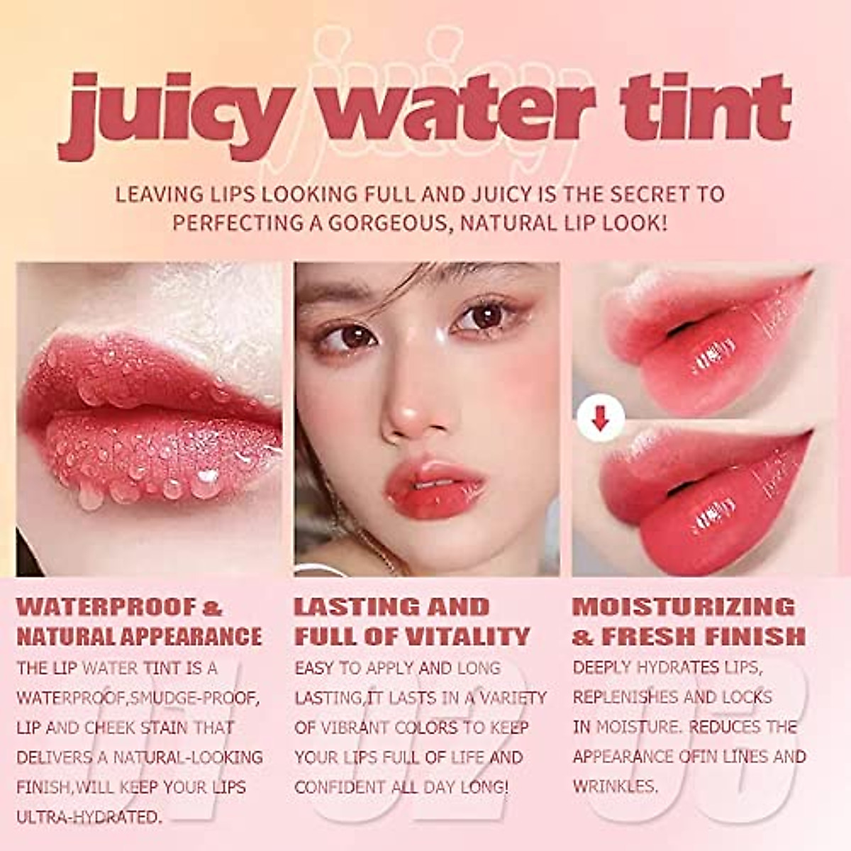 6 Colors Lip Tint Stain Set, Korean Velvet Lip Tint Watery Lip Stain Tint Moisturizing Mini Liquid Lipstick, Multi-use Lip and Cheek Tint, Long lasting Non-Stick Cup Waterproof, Shimmery, Lip Color Makeup