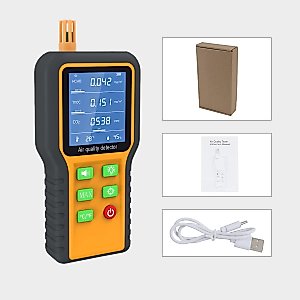 CMTOOL Air Quality Monitor Indoor Outdoor Home Air Quality Tester Analyzer CO2 Meter Portable Carbon Dioxide Formaldehyde Detector Testing Kit with Digital Temperature Humidity Sensor HCHO TVOC Test