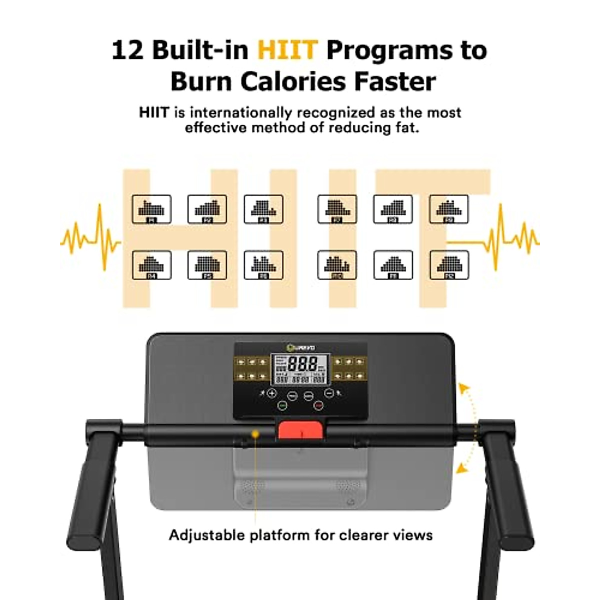 UREVO Folding Treadmill, 2.25HP Treadmills for Home with 12 HIIT Modes, Compact Mini Treadmill for Home Office, Space Saving Small Treadmill with Large Running Area, LCD Display, Easy to Fold (Black)