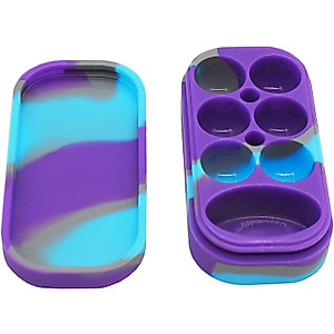 vitakiwi 34ml Silicone Multi Compartment Containers 15ml Skull Food Storage Jar Non-stick Multi Use (Purple Blue Gray)