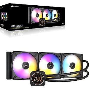 CORSAIR iCUE H170i ELITE LCD Display Liquid CPU Cooler-Custom IPS LCD Screen-48 Dynamic RGB LEDs-140mm Fans -420mm Radiator-COMMANDER CORE Smart Lighting Controller