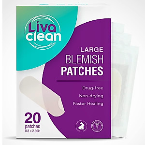 20 CT LivaClean Large Hydrocolloid Acne Patches - for Pore Spots Nose Face Cystic Pimple Zit Patch - Big Pimple Patches Hydrocolloid Bandages Strips