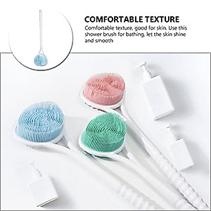 Healifty Bath Scrub Brush Exfoliating Shower Brush Bath Body Brush Handled Back Scrubber Dual-sided Silicone Soft Bath Brush for Wet or Dry Brushing Deep Cleansing and Massage Sky-blue