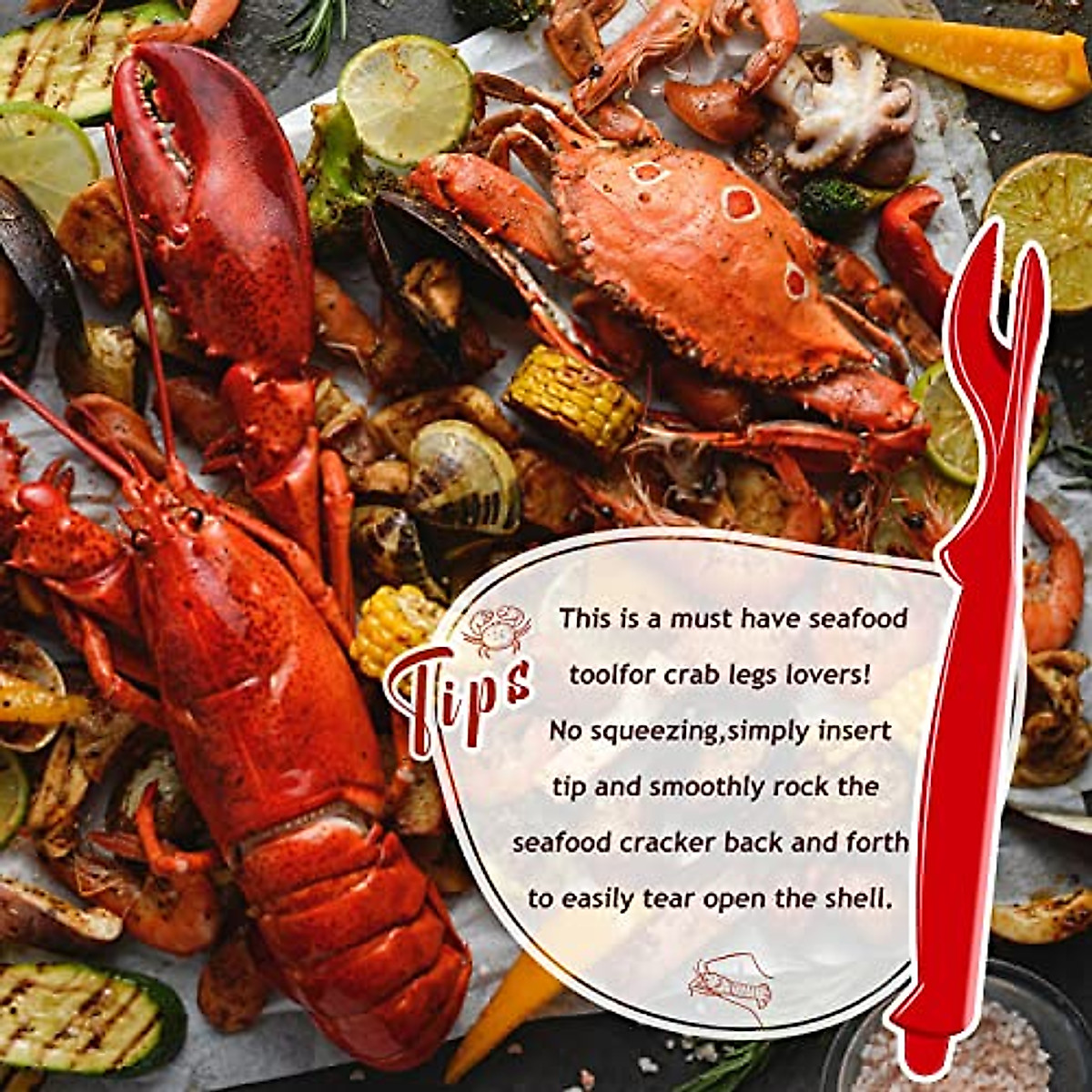 20Pcs Crab Legs Crackers - Crackers Picks Tools Set for Lobster, Crab, Crawfish, Prawns, Shrimp, Easy Opener Shellfish picks knife, Seafood Tools with Bag