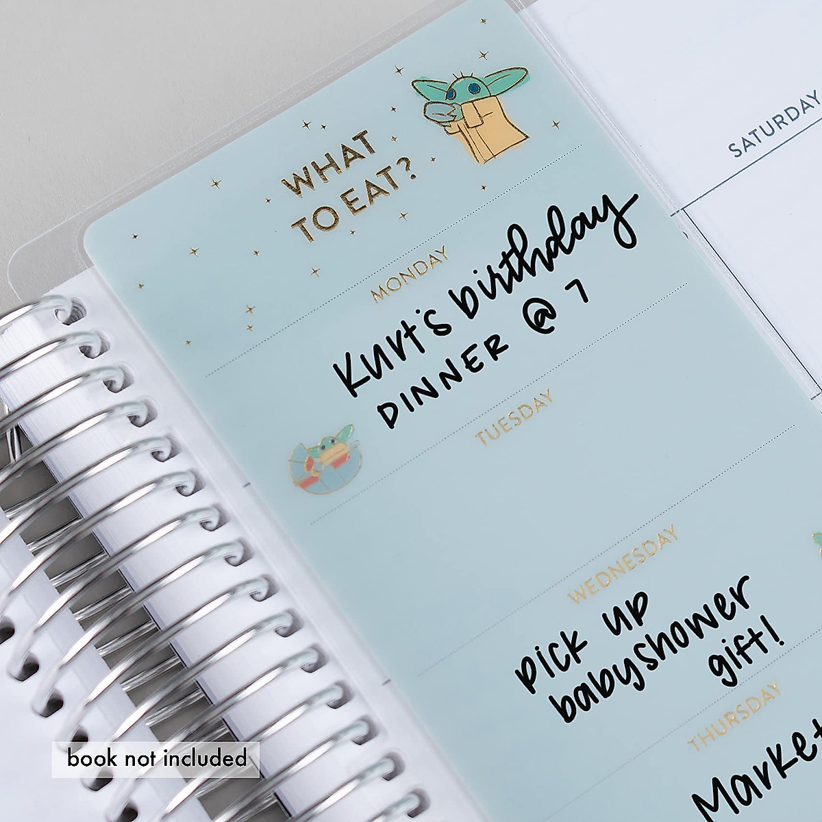 Star Wars Snap-In Meal Planner - Star Wars Grogu Dashboard, Includes Shopping List Space, Metal Foil Accents, Double-Sided Lamination, Reusable for Dry and Wet Erase Markers, by Erin Condren