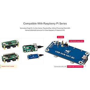 BFab USB HUB HAT (B) for Raspberry Pi 4B/3B+/3A+/2B/Zero/Zero W/Zero WH,with 4X USB 2.0 Ports patible with USB 2.0 / 1.1