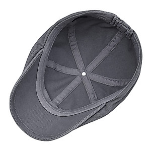VOBOOM Cotton Washing Flat Cap Cabbie Hat Gatsby Ivy Irish Hunting Newsboy (Dark Grey)