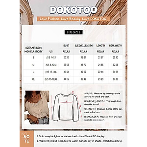 Dokotoo Black Sweaters for Women Juniors 2023 Fashion Casual V Neck Long Sleeve Hollow Out Crochet Lace Pullover Sweater Solid Color Cable Knitted Tunic Jumper Tops Medium