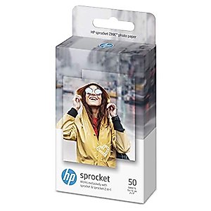 HP 1DE37A, 5 x 7.6 cm/2 x 3 Inch, Sprocket Photo Paper Sticky-Backed, 290 GSM, 50 Sheets