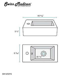 Swiss Madison Well Made Forever SM-WS315 Voltaire Wall Hung Sink, Glossy White