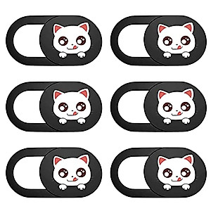 SOLUSTRE Tableta 6pcs Thin Tablet Office Privacy Laptop Lovely Smartphone Computer for Animal Sticker Web Camera Anti Ultra Slide Kitten Pattern Blocker Slider Lens Cartoon Cat Camera Slider