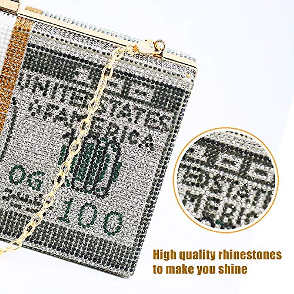 Money Clutch Purse Evening Diamond Purse Rhinestone Purse for Women - Bling Rhinestone Purse for Wedding Party