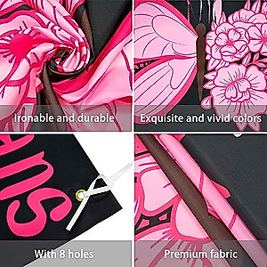 Avezano Breast Cancer Awareness Garage Door Banner 6x13Ft Her Fight is Our Fight October Breast Cancer Decoration Pink Ribbon Butterfly Powerful Fist Backdrop Outdoor Decor (157.48" L x 72.83" W)