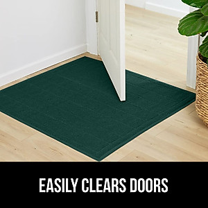 Gorilla Grip Stain and Fade Resistant Dirt Grabber Mesh Door Mat, Low-Profile, Heavy Duty Quick Dry Striped Doormat, Mats for Indoor or Outdoor Entry, Shoe Scraper, Garage Entrance Mat, 35x23, Green