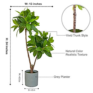 BESAMENATURE Artificial Bay Double Ball Topiary Trees, Faux Plant for Home Office Decoration, 24" Tall, Green, Ships in Gray Planter