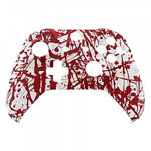 eXtremeRate Blood Spatter Faceplate Cover, Soft Touch Front Housing Shell Case, Comfortable Soft Grip Replacement Kit for Xbox One X S Controller - Controller NOT Included