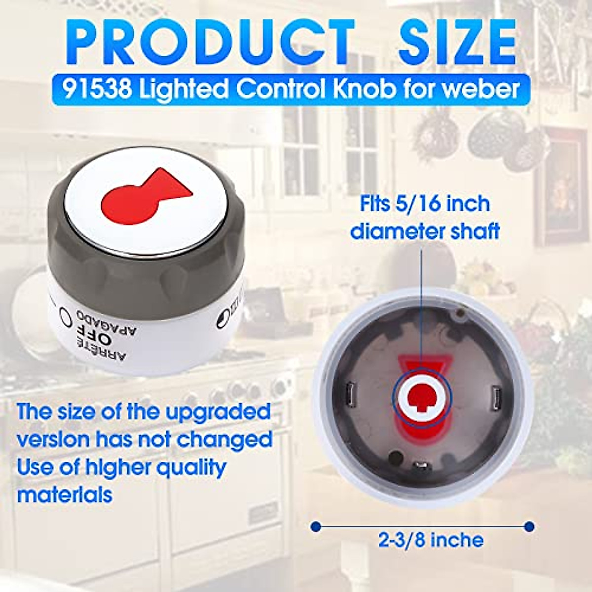 Upgraded Grill Lighted Control Knobs for Weber 91538 E-470/670, S-460/470/660/670