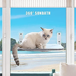 Cat Window Perch,Cat Hammock with 2 Replaceable Covers Shelf,360° Sunny Seat Foldable Space Saving Cat Beds Window Seat with Steel Frame and Strong Suction Cup for Indoor Cats （Large）
