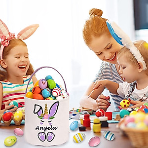 chopie Personalized Easter Basket, Easter Baskets Bags, Easter Eggs/Gift Baskets for Kids, Bunny Tote Bag Bucket for Easter Eggs, Easter Basket Stuffers for Kids & Toddler, Toys, Gifts