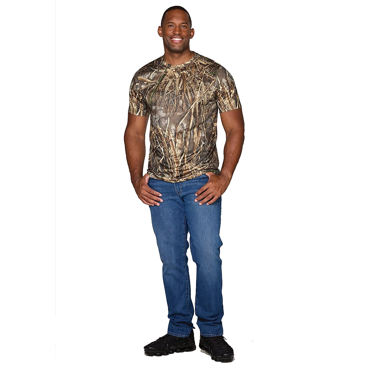 Realtree Men's Essential Camo Lightweight Performance Short Sleeve Shirt (RT MAX-7, Large)