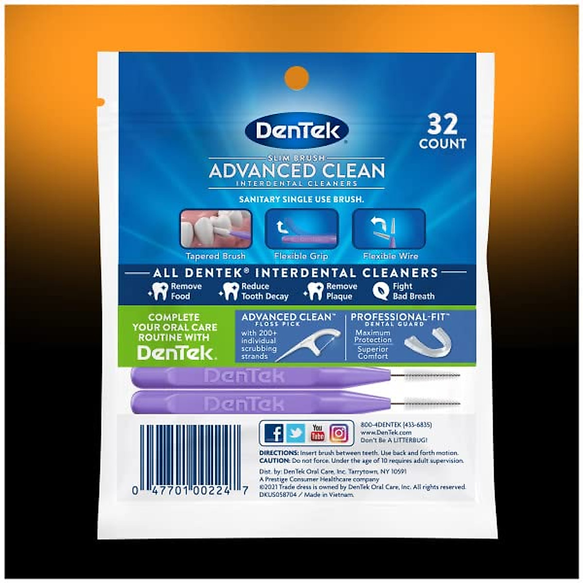 Dentek Dentek Slim Brush Cleaners, 32 Each (Pack of 4)