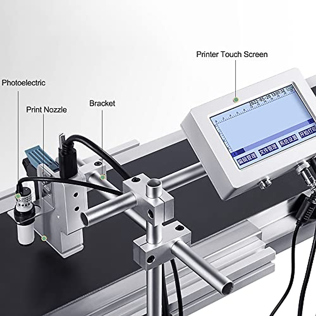 Online Inkjet Printer 5inch Touch Screen Automatic Code Printing Machine Print Logo QR Code Barcode for Assembly Line (12.7mm)