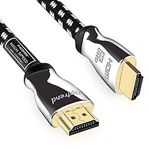 Toptrend 4K HDMI Cable 12ft, CL3 Rated 21Gpbs High Speed HDMI 2.0 Cable Supports 1080p, 3D, 2160p, 4K 60Hz UHD, HDR, 28AWG Braided HDMI Cord, Compatible with HDTV, Xbox, Blue-ray Player, PS3, PS4, PC