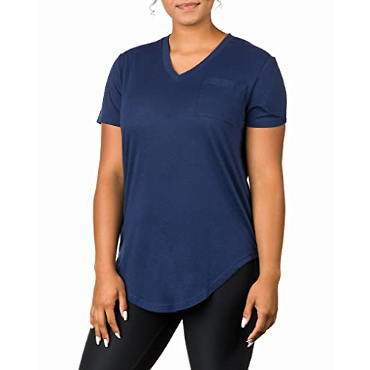 Epic MMA Gear Plus Size Womens V Neck Collar T Shirt | Summer Top With Chest Pocket (3X-Large, Navy)