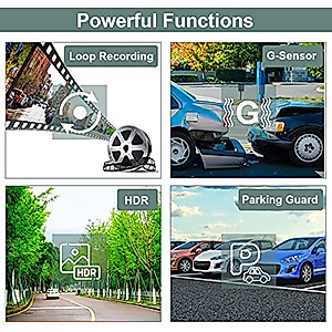 Dash Cam Front and Rear, Dash Camera for Cars 1080P Full HD Dual Dash Cam 3" IPS Screen in Car Camera Front and Rear Night Vision,170°Wide Angle Motion Detection Parking Monitor G-Sensor(with SD Card)