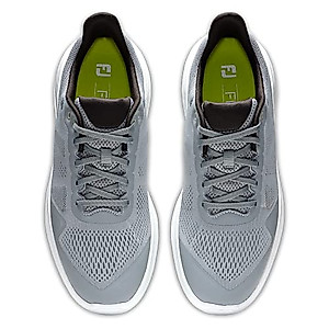 FootJoy Men's FJ Flex Golf Shoe, Grey/White/Lime, 14
