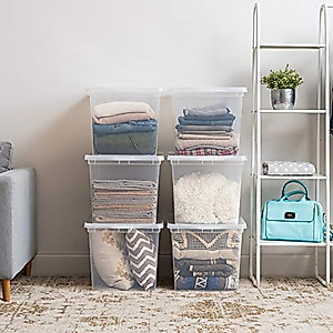 Mainstay 68 QT Jumbo Blanket Storage Box, Clear, 6 Pack
