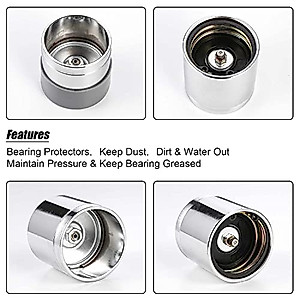 CZC AUTO Wheel Bearing Protectors Chromed 1.78'' with Protective Bras for Trailer Boat, Pair
