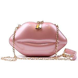 SUKUTU Patent Leather Lip Purse Box Clutch Lip Shaped Party Prom Unique Design Purses Womens Evening Clutch for Teen Girls