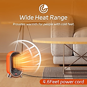 Electric Portable Space Heater - 1500W Adjustable PTC Fast Heating Ceramic Heater Features Timer and Oscillation, Mini Heater with Remote Control for Bedroom,Desk,Office and Indoor Use (Black) 1