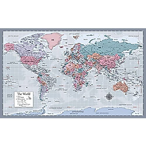 2 Pack - World Map Poster & USA Map Chart [Purple] (Laminated, 18" x 29")