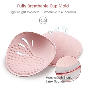 Bra Pads Inserts, 4 Pairs Chest Pad for Sports Bra, Bra Cups Inserts Sew Removable Bra Pads for Bikini & Swimwear - XXL