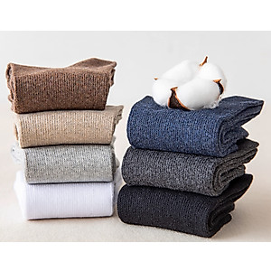 Norther30° Mens Cotton Crew Socks Thin Cushioned Cotton Socks for Mens Calf Socks 7Pairs