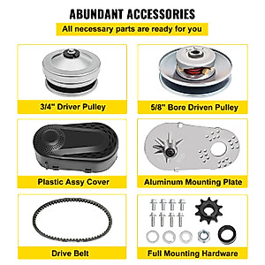 Mophorn Torque Converter CVT 2HP-7HP 3/4" Go Kart Clutch 212CC 30 Series Mini Bike 10T #40 41 Chain and 12T #35 Replacement Set TAV2 30-75 218353A Manco CVT Clutch Small Engine Drive Belt