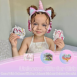 lalacosy Kids Headphones,Wired Headsets with Gifts Packing Include Sticker&Bracelet for Girls,Built-in Mic&On/Over Ear HD Stereo for Online Study/School/Tablet with Nylon Cable