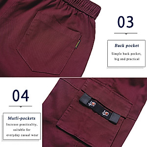 APTRO Men's Elastic Waistband Cotton Cargo Shorts Relaxed Fit Summer Casual Shorts A901 Wine 2XL
