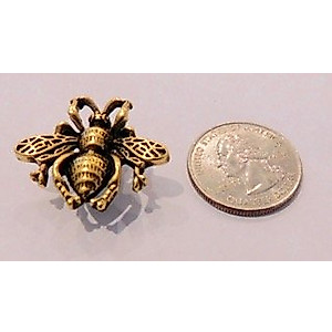 9PC Large Queen Bee Push Pins Antique Gold T-629AG