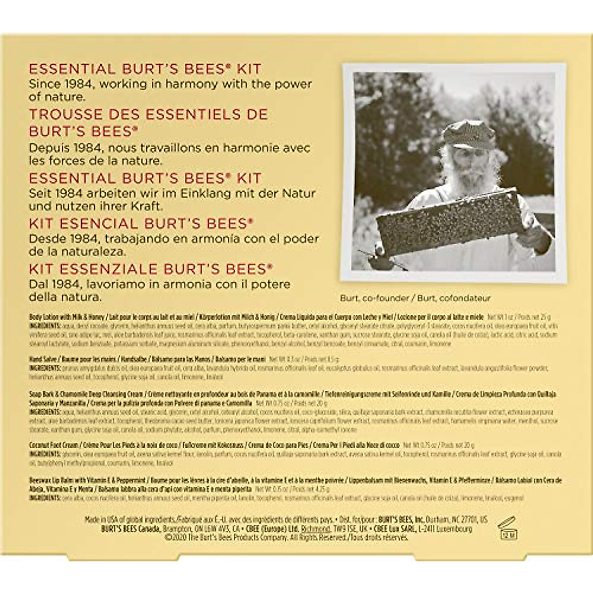 Burt's Bees Essential Gift Set, 5 Travel Size Products - Deep Cleansing Cream, Hand Salve, Body Lotion, Foot Cream and Lip Balm