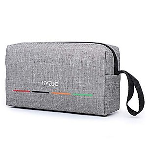 HYZUO Portable Organizer Laptop Electronics Accessories Pouch Bag Storage Carrying Case for Adapter Cables Cellphone Charger Mouse Power Bank Cords Earbuds SSD HDD, Light Gray(Color bar)