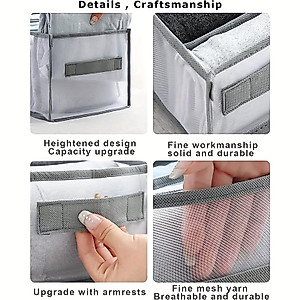 6pcs Wardrobe Clothes Organizer For Jeans, Upgraded Drawer Organizers For Clothing With Handle, Foldable Drawer Organizers For Family (Shirt+Jeans+T-Shirt+Bra+Underwear+Socks, Gray)